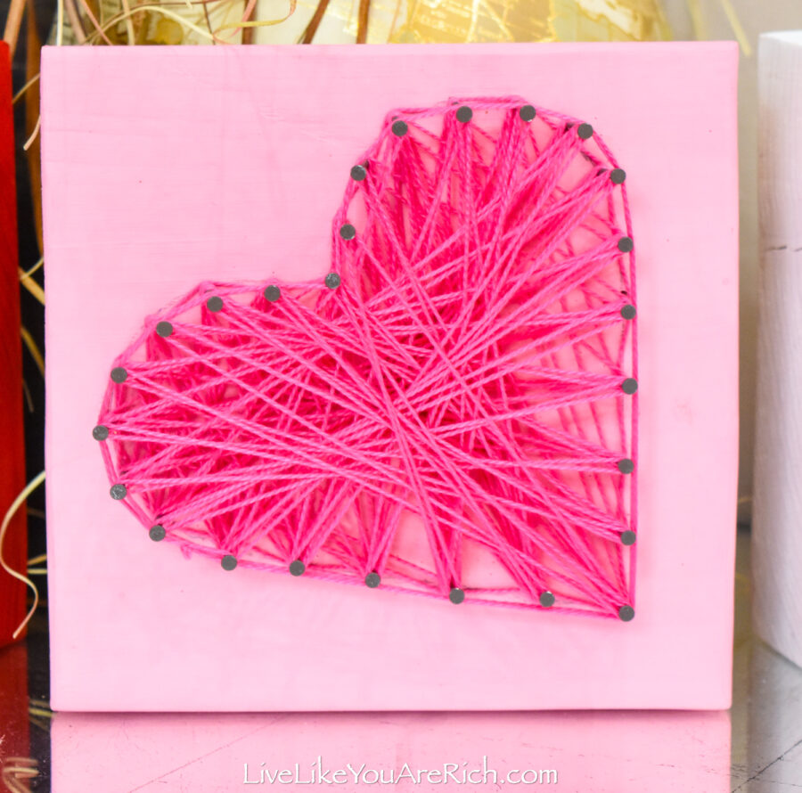 Valentine's String Heart Craft - Live Like You Are Rich