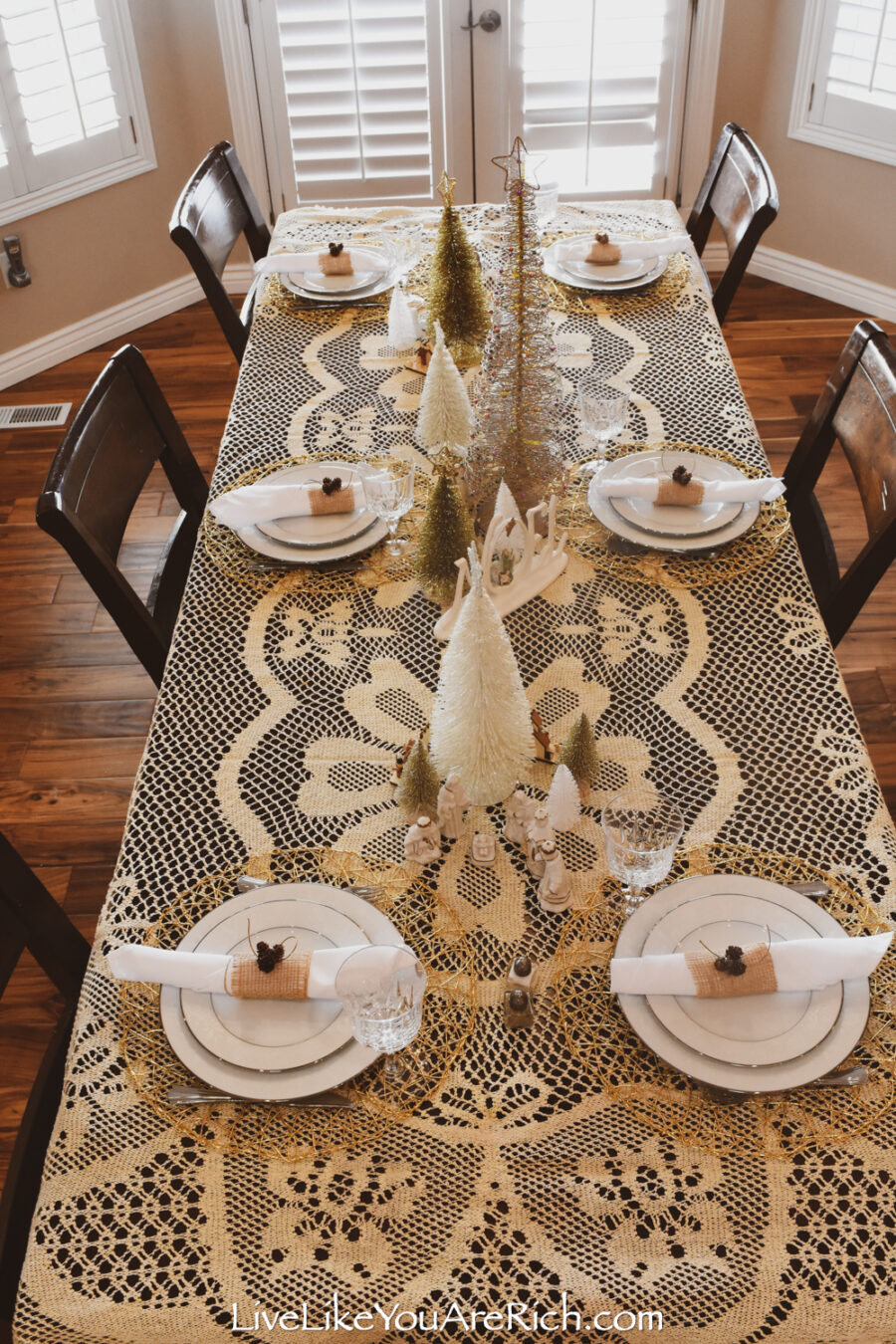 White and Gold Nativity Christmas Tablescape - Live Like You Are Rich