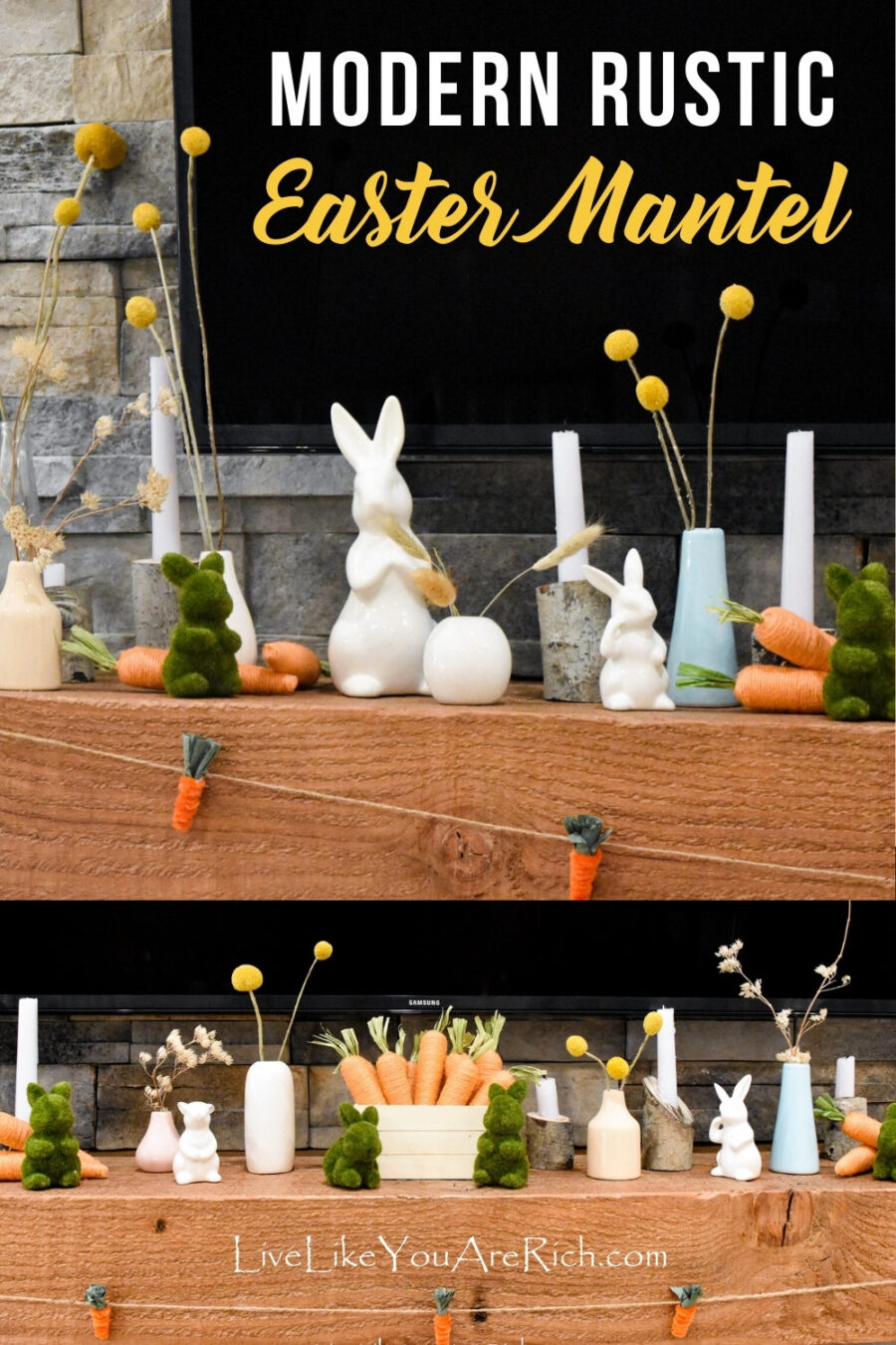 Bunny and Carrot Easter Wreath - Live Like You Are Rich
