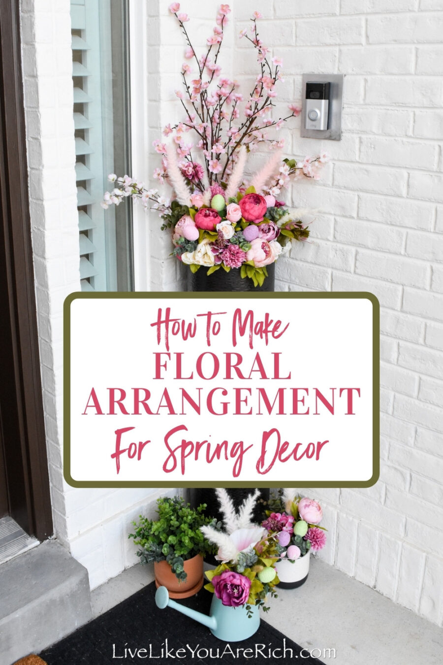Outdoor Planter Spring Faux Floral Arrangements - Live Like You Are Rich