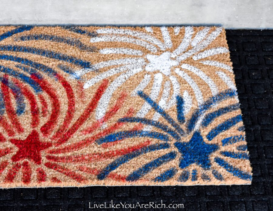 Red, White and Blue Firework Doormat - Live Like You Are Rich
