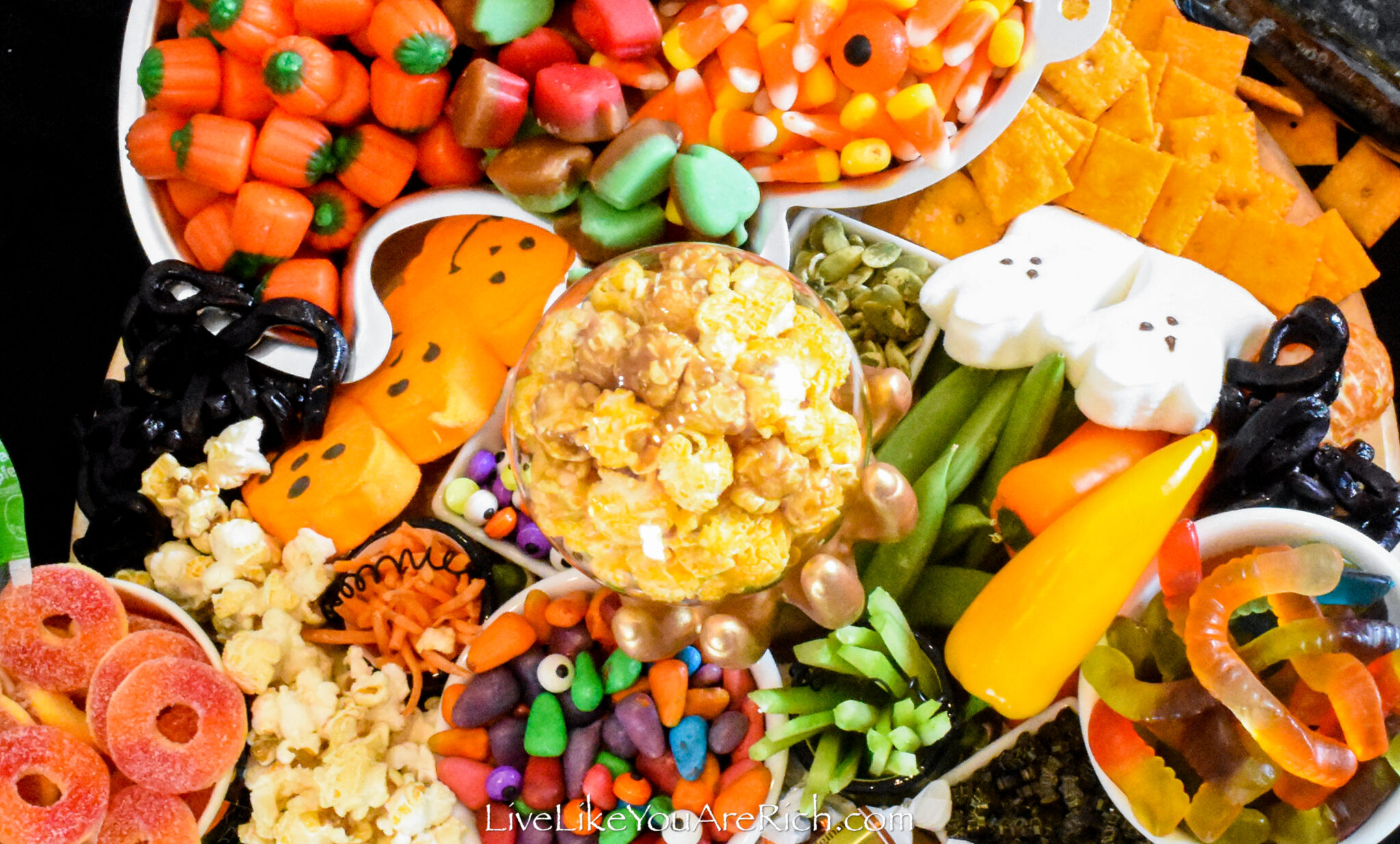 Kids Halloween Candy Charcuterie Board - Live Like You Are Rich