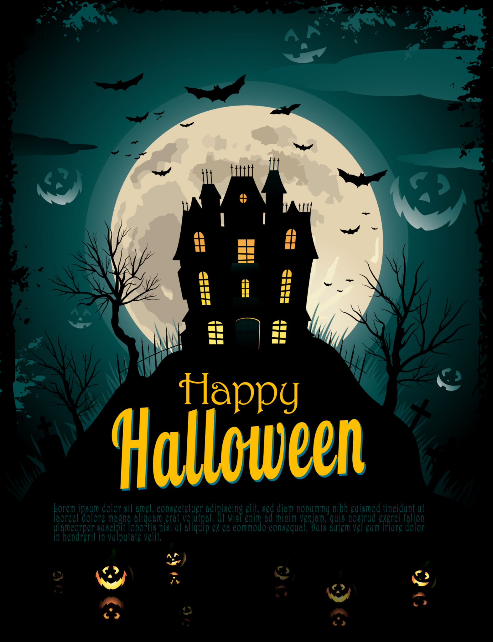 Free Halloween Haunted House, Ghosts, and Trees Clipart - Live Like You ...