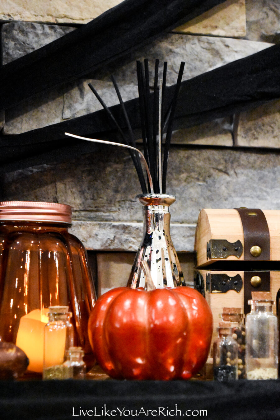 Halloween Spider-Themed Mantel - Live Like You Are Rich