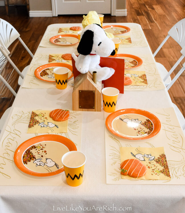 Peanuts Charlie Brown Thanksgiving Kids Tablescape - Live Like You Are Rich