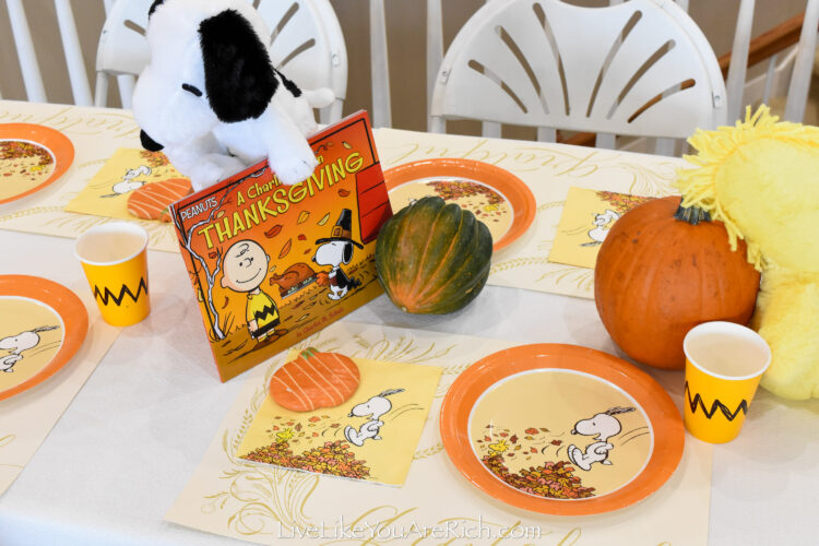 Peanuts Charlie Brown Thanksgiving Kids Tablescape - Live Like You Are Rich