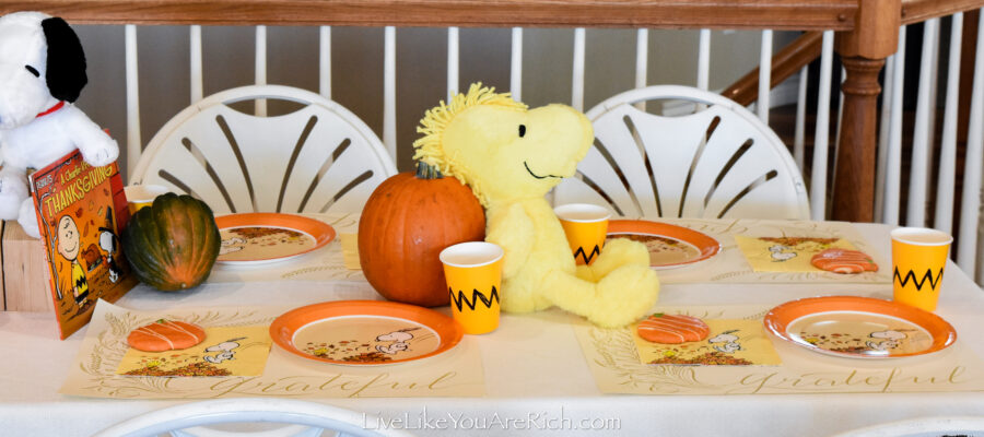 Peanuts Charlie Brown Thanksgiving Kids Tablescape - Live Like You Are Rich