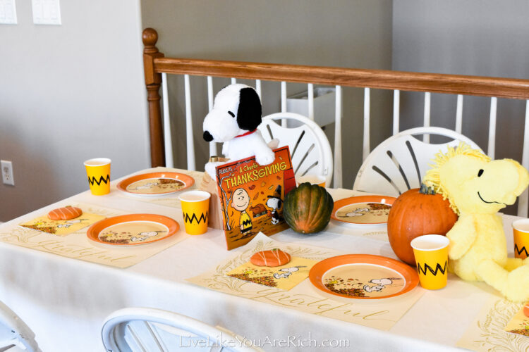 Peanuts Charlie Brown Thanksgiving Kids Tablescape - Live Like You Are Rich