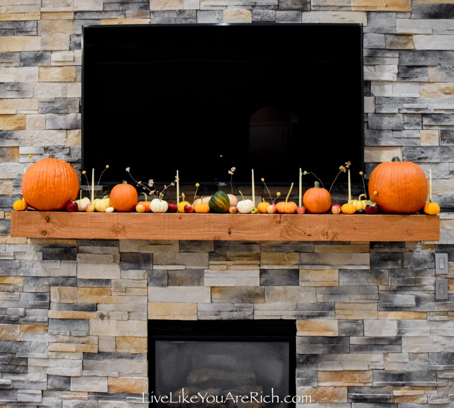 Modern Rustic Thanksgiving Mantel - Live Like You Are Rich