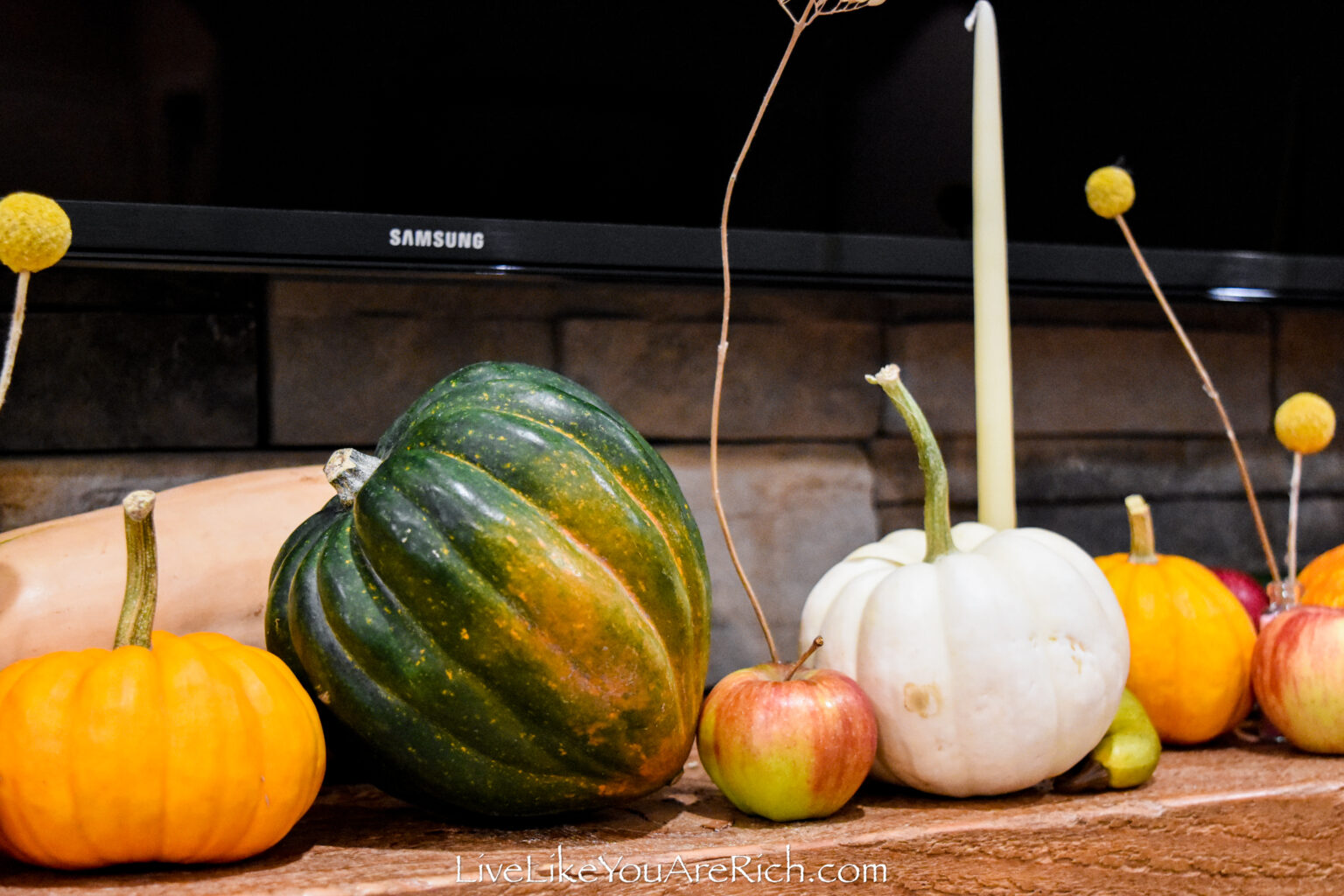 Modern Rustic Thanksgiving Mantel - Live Like You Are Rich
