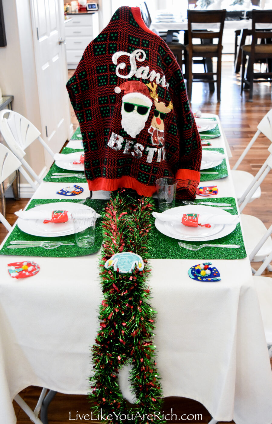 Christmas Sweater Tablescape - Live Like You Are Rich