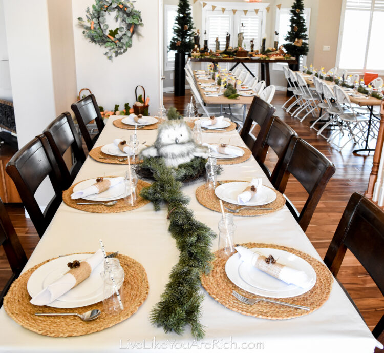 Adults Woodland Party Tablescape - Live Like You Are Rich