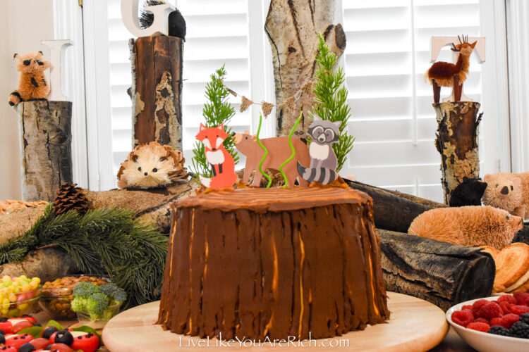 Tree Stump Cake for a Woodland Birthday Party - Live Like You Are Rich