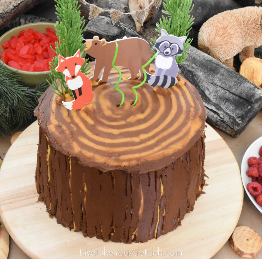 Tree Stump Cake for a Woodland Birthday Party - Live Like You Are Rich