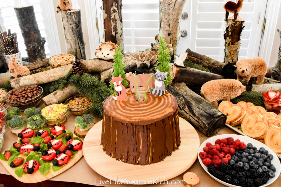 Tree Stump Cake for a Woodland Birthday Party - Live Like You Are Rich