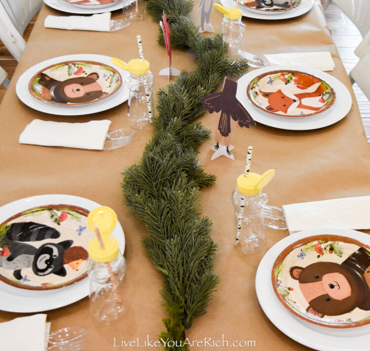 Kids' Woodland Party Tablescape - Live Like You Are Rich
