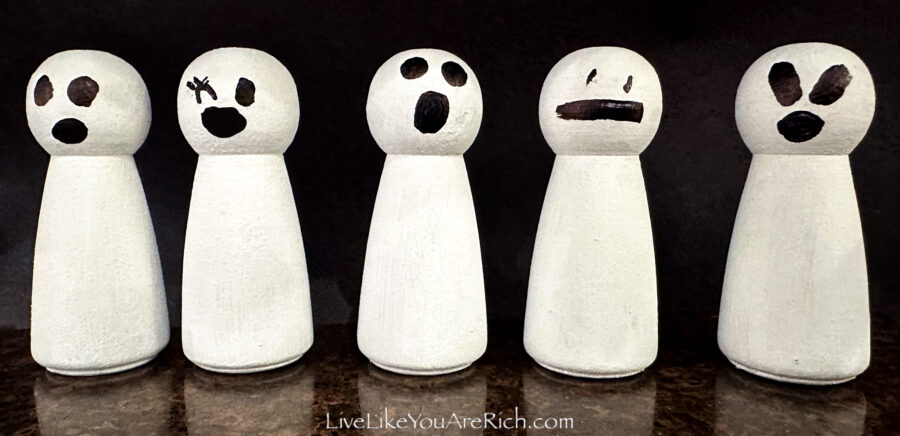 Wooden Peg Ghost Dolls - Live Like You Are Rich