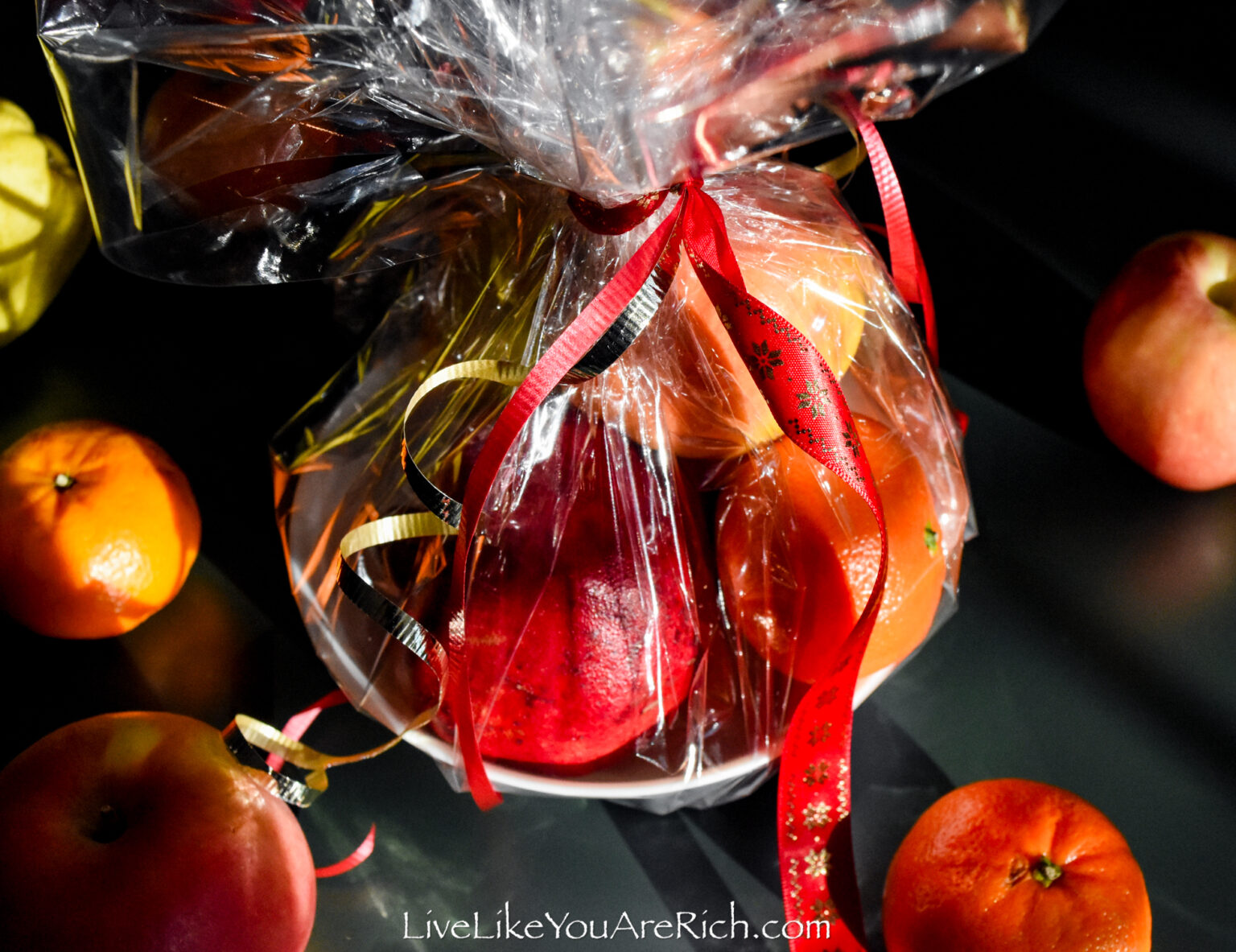 Neighbor Christmas Gift Bowl of Fruit - Live Like You Are Rich