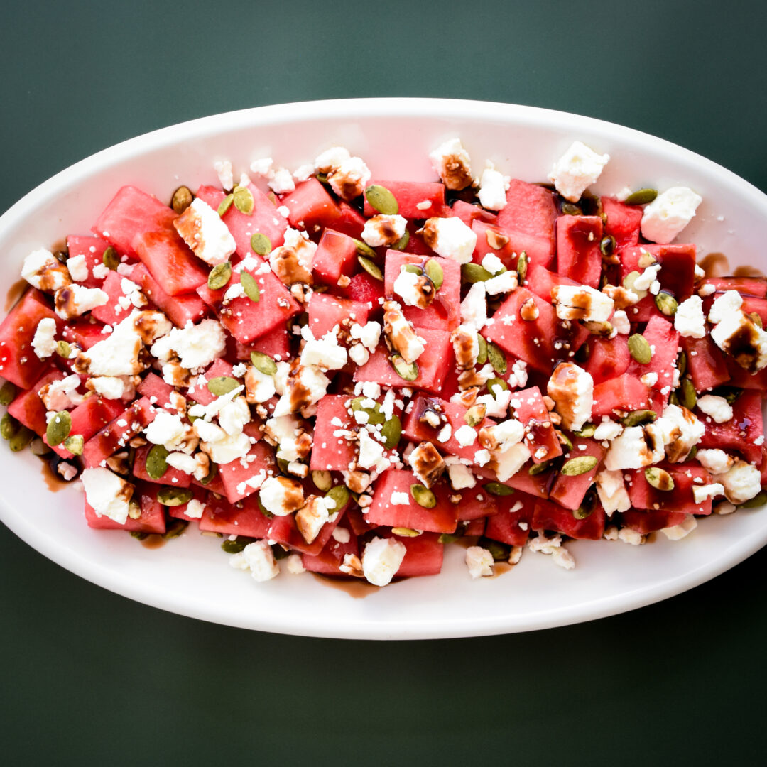 Watermelon, Feta, Pumpkin Seed Salad - Live Like You Are Rich