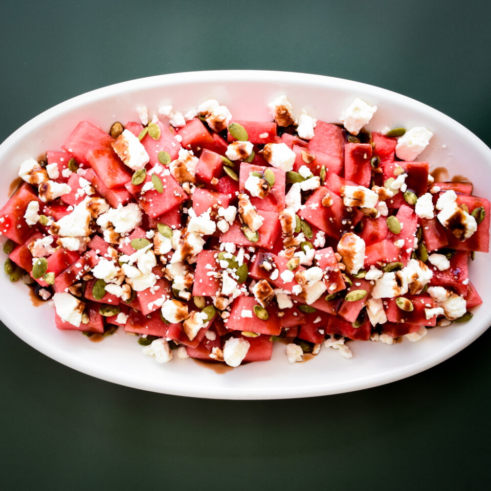 Watermelon, Feta, Pumpkin Seed Salad - Live Like You Are Rich